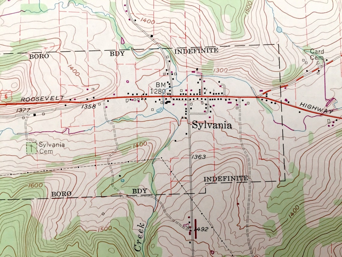 Antique Troy, Pennsylvania 1957 US Geological Survey Topographic Map ...