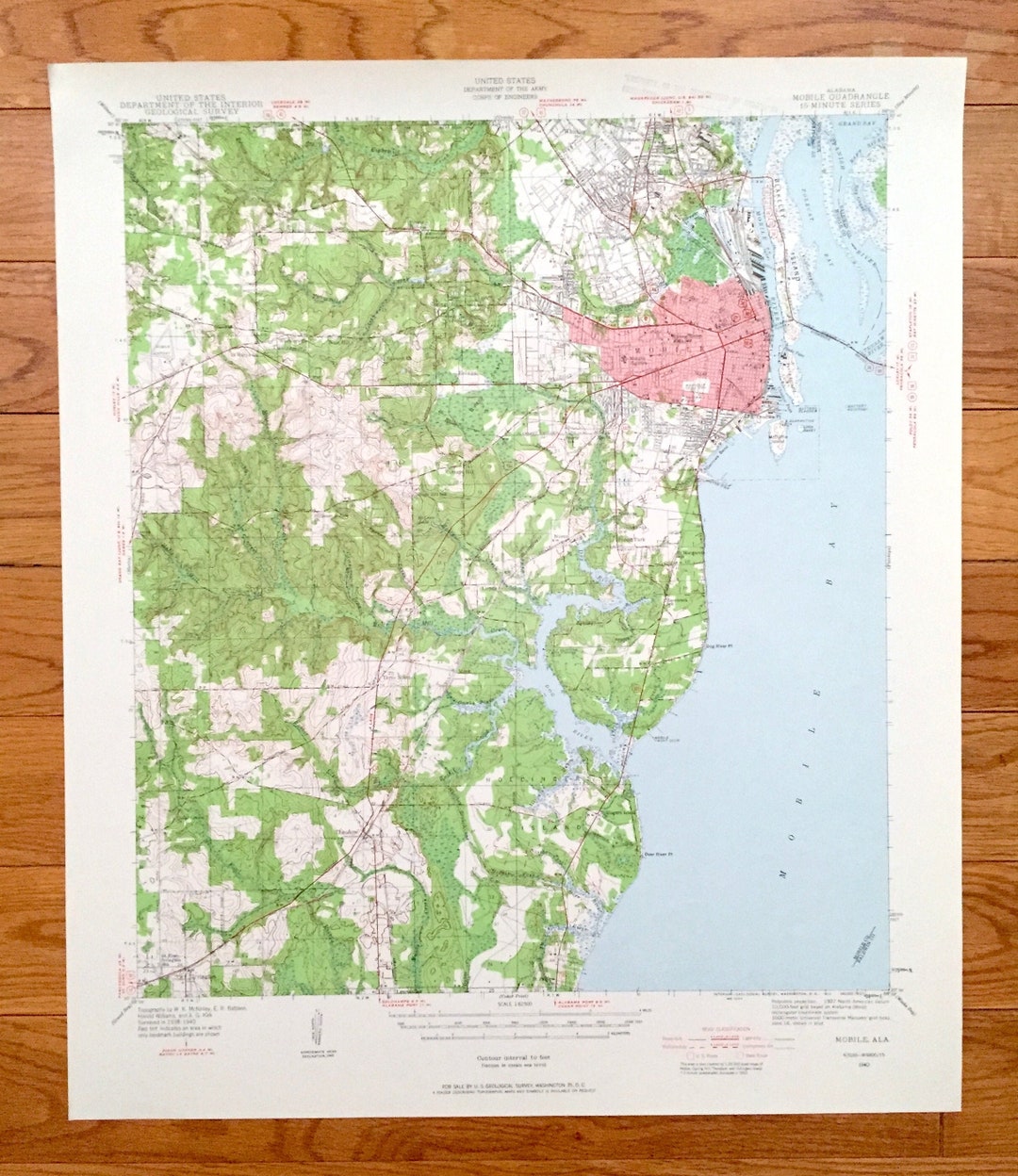 Antique Mobile, Alabama 1940 US Geological Survey Topographic Map ...
