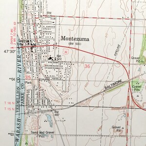 Antique Montezuma, Indiana 1978 US Geological Survey Topographic Map ...