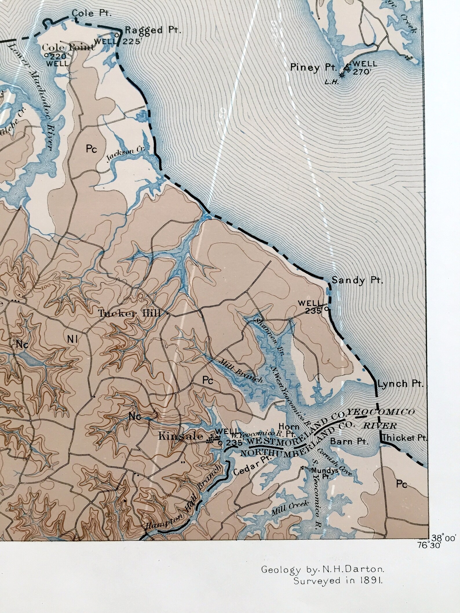 Antique Nomini, Virginia 1890 US Geological Survey Topographic Map ...