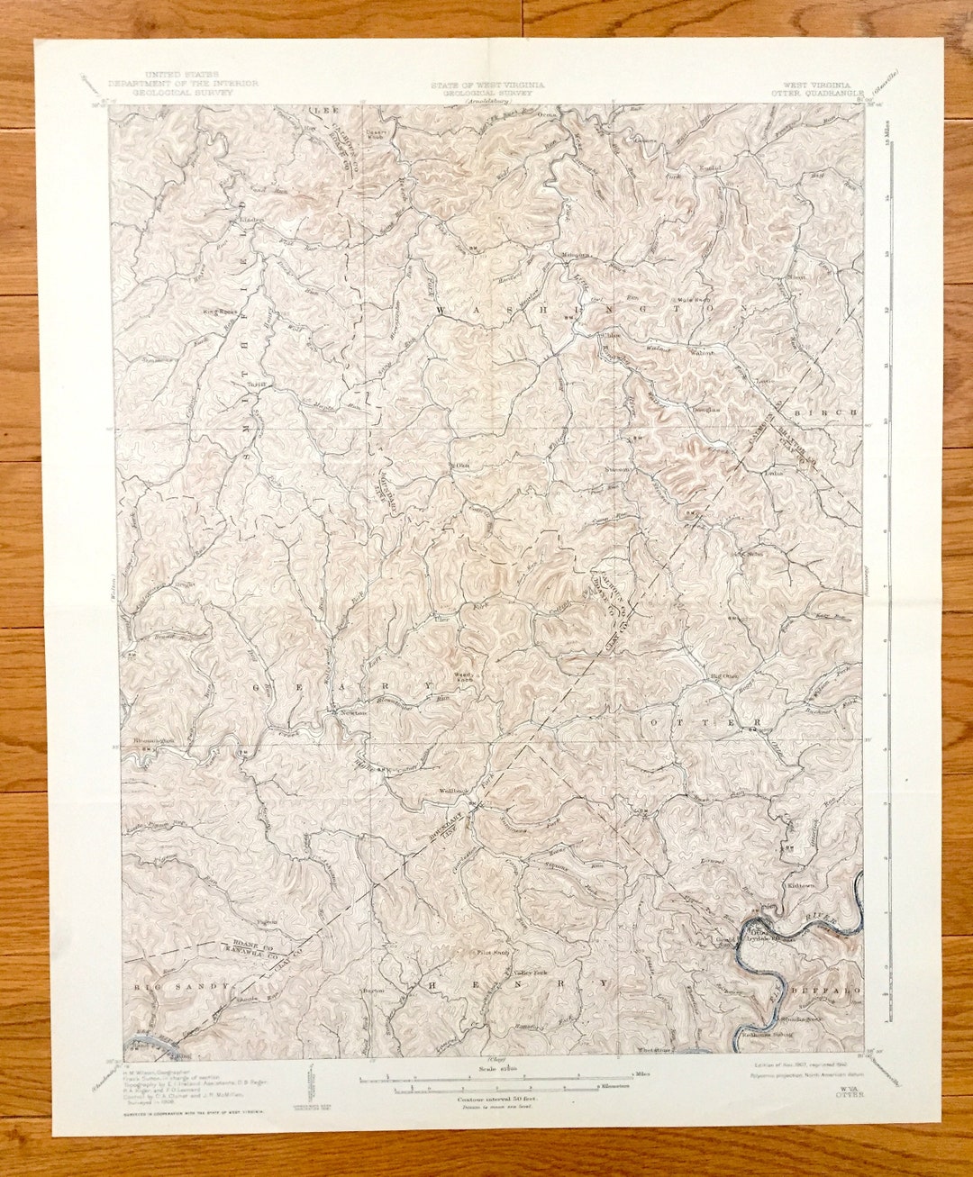 Antique Ivydale, West Virginia 1907 US Geological Survey Topographic ...