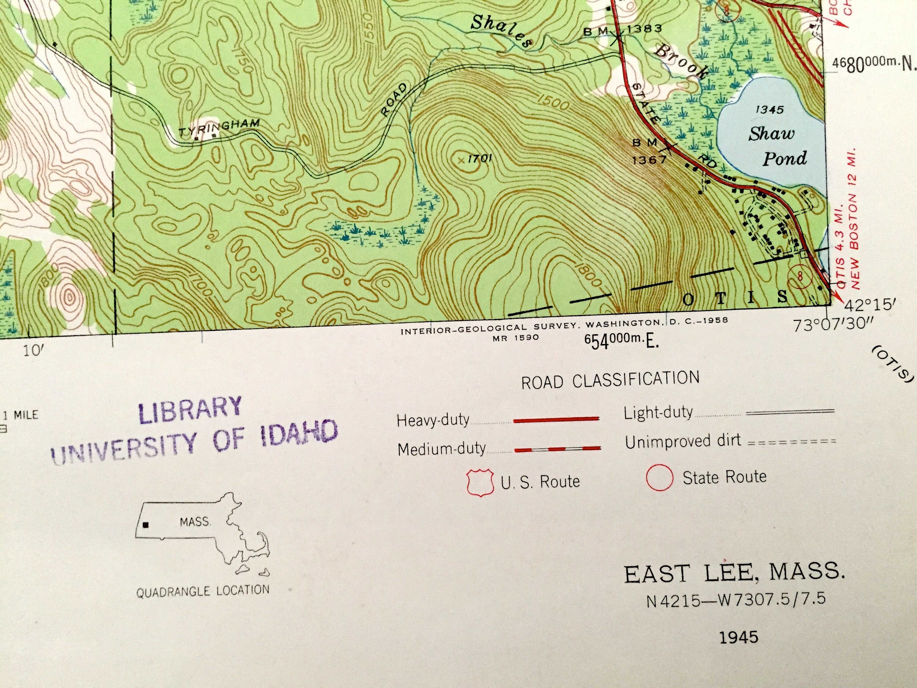 Antique East Lee Massachusetts 1945 US Geological Survey | Etsy