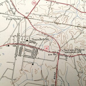 Antique Seven Pines, Virginia 1938 US Geological Survey Topographic Map ...