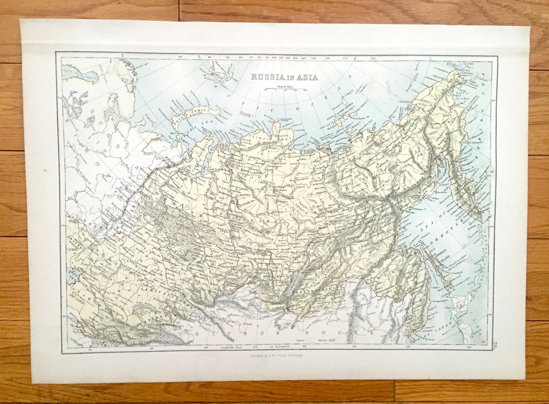 Antique 1888 Russia in Asia Map From A & C Black's World Atlas ...