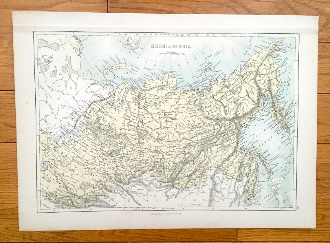 Antique 1888 Russia in Asia Map From A & C Black's World - Etsy