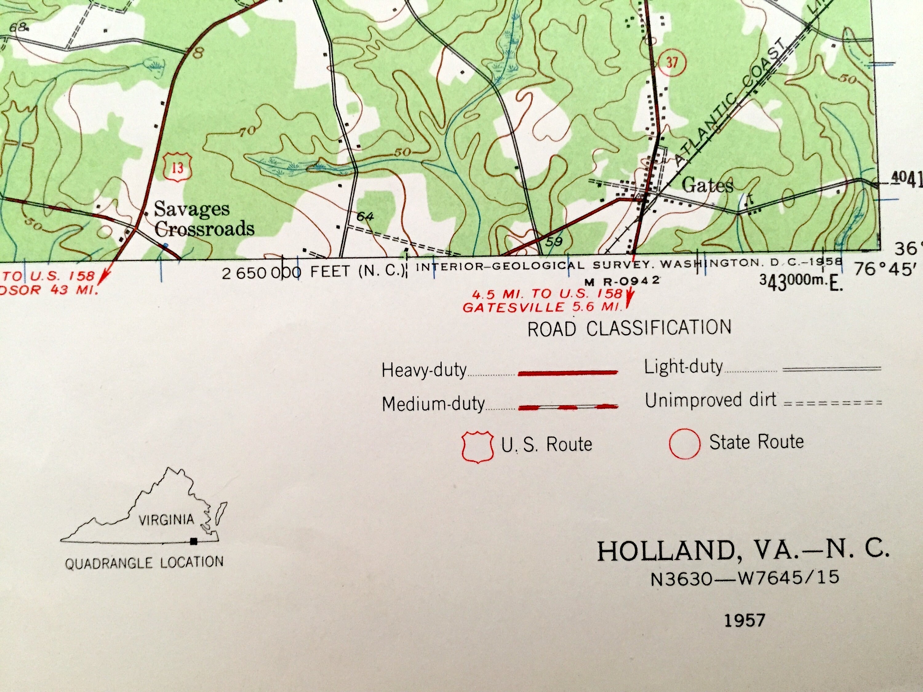 Antique Holland Virginia 1957 US Geological Survey - Etsy Denmark