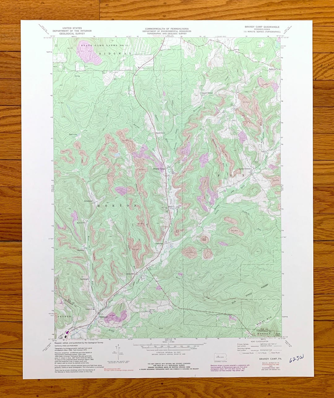 Antique Brandy Camp, Pennsylvania 1970 US Geological Survey Topographic ...