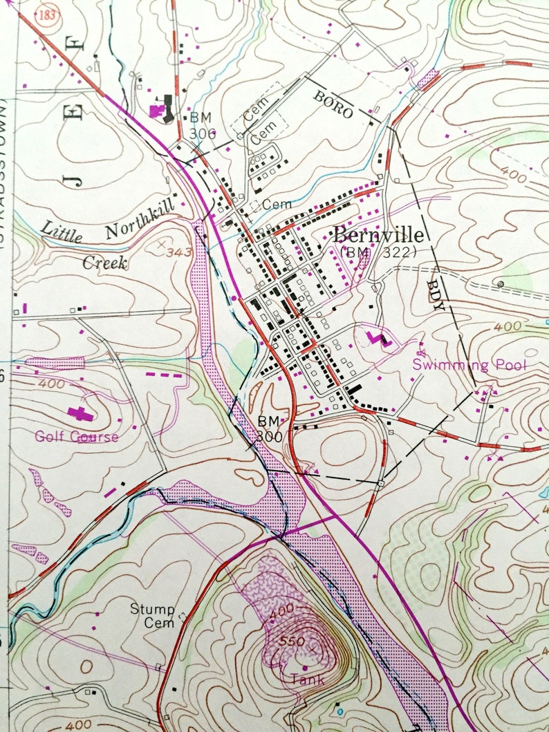 Antique Bernville, Pennsylvania 1992 US Geological Survey Topographic ...