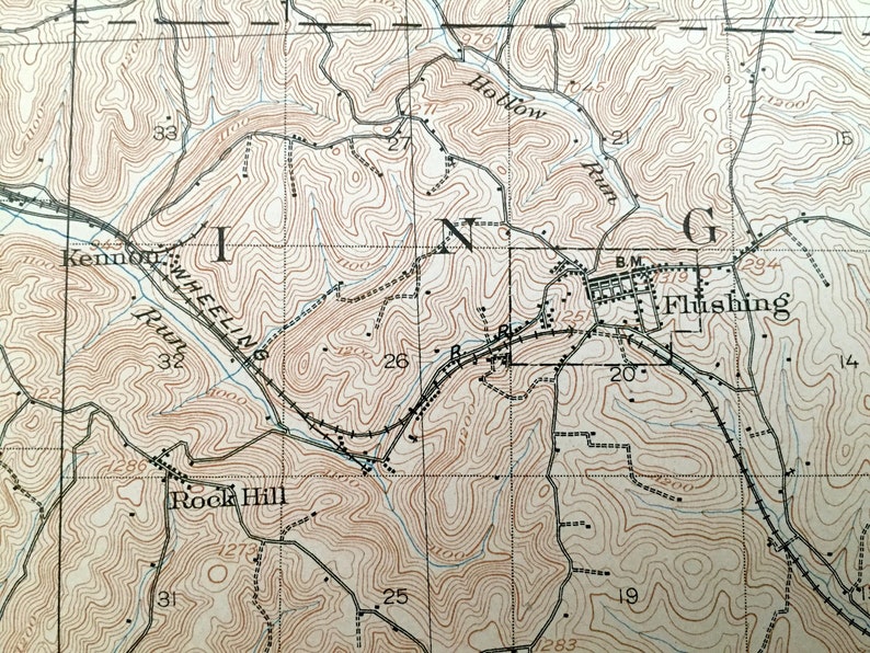 Antique Flushing Ohio 1905 US Geological Survey Topographic - Etsy