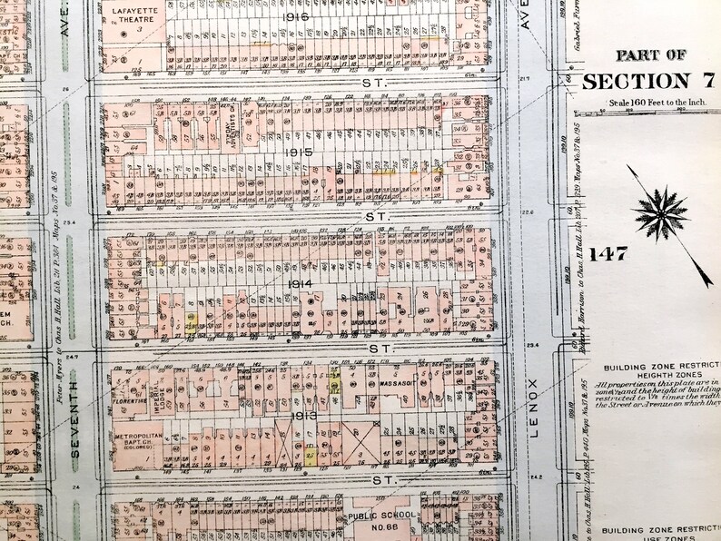 Antique Manhattan, New York City Map From Bromley's 1925 Manhattan Land ...