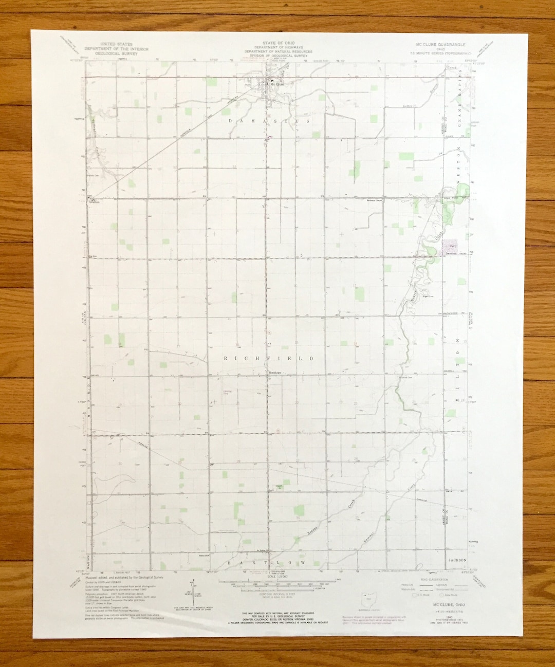 Antique Mcclure, Ohio 1960 US Geological Survey Topographic Map — Henry ...