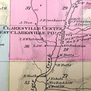 Antique 1869 Clarksville, New York Map From D.G. Beers Atlas of ...