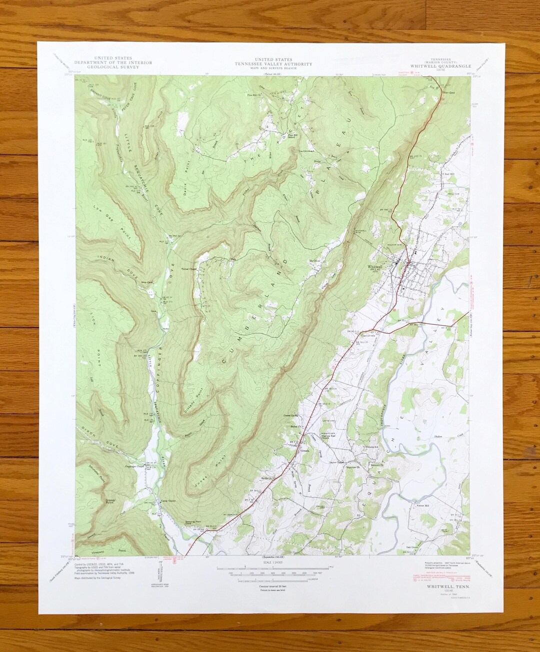 Antique Whitwell, Tennessee 1950 US Geological Survey Topographic Map ...