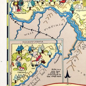Antique 1938 Maryland State Map From Our Gay Geography by Ruth Taylor ...