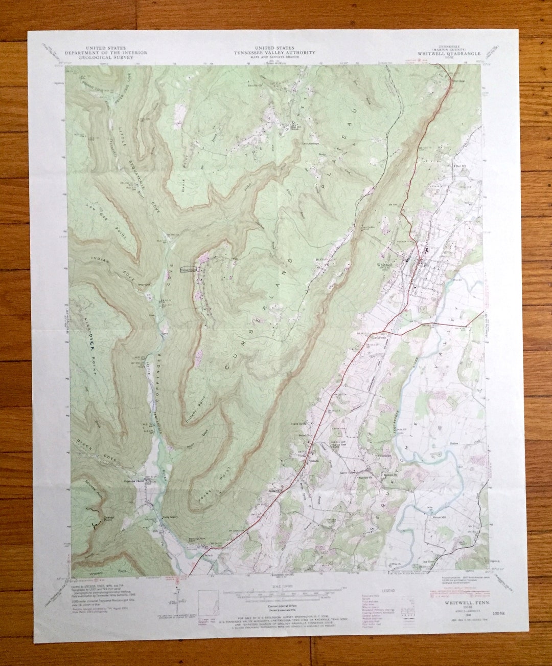 Antique Whitwell, Tennessee 1946 US Geological Survey Topographic Map ...