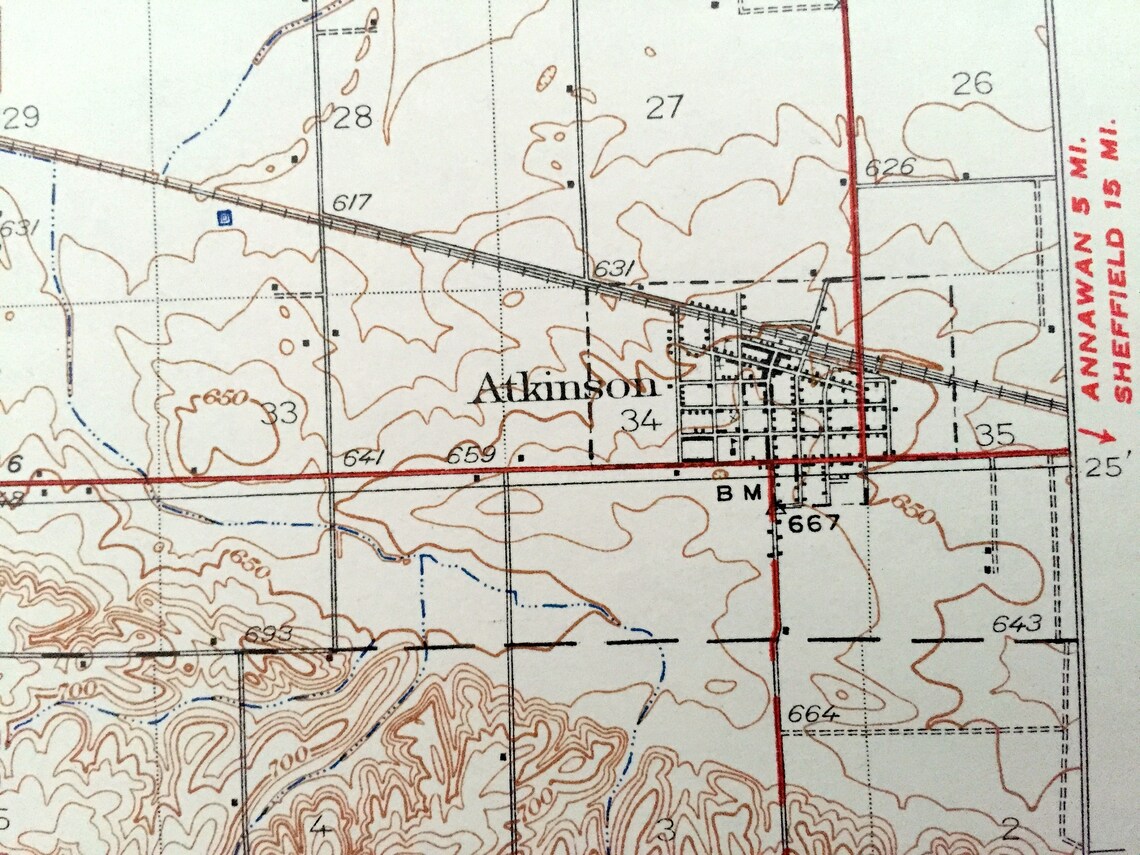 Antique Geneseo Illinois 1934 US Geological Survey | Etsy