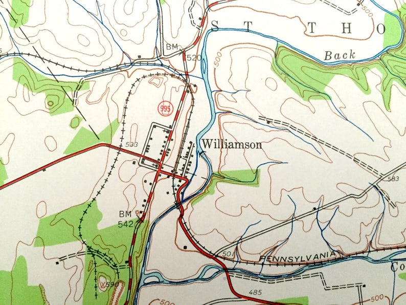Antique Williamson, Pennsylvania 1944 US Geological Survey Topographic ...