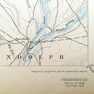 Antique Pemberton, New Jersey 1898 US Geological Survey Topographic Map ...