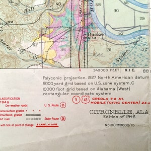 Antique Citronelle, Alabama 1946 US Geological Survey Topographic Map ...