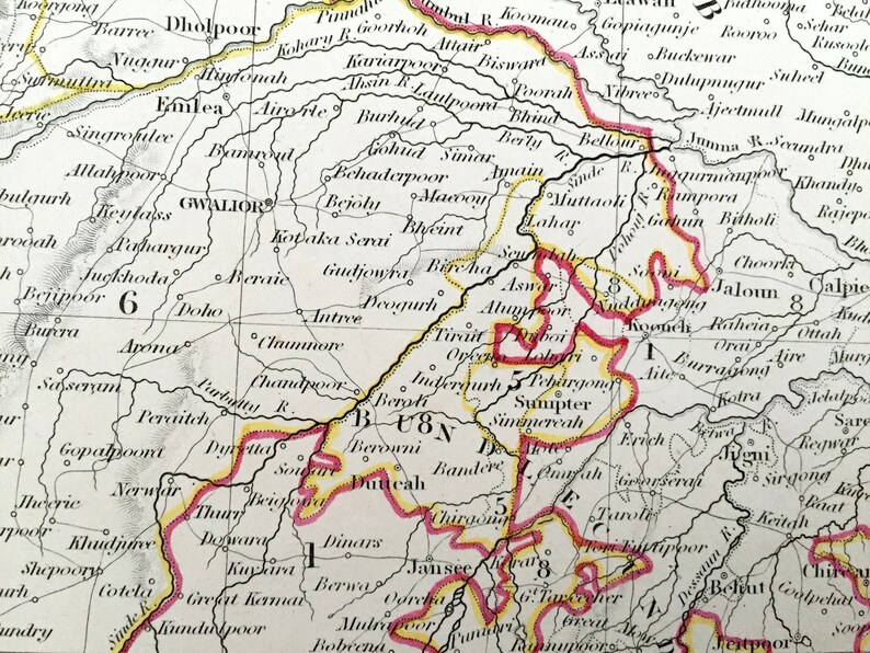 Antique 1856 India Map From SDUK Atlas Delhi Jodphur - Etsy