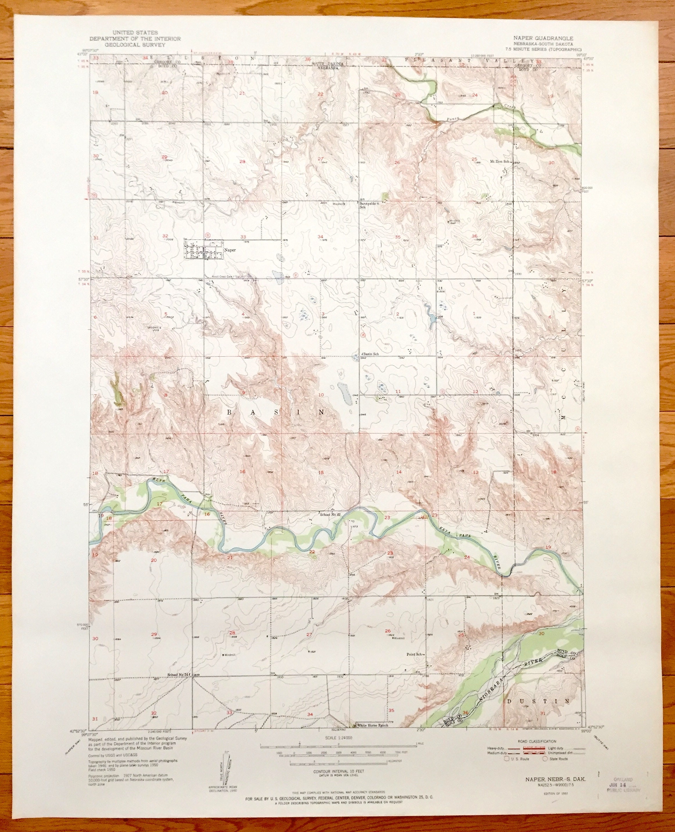Antique Naper, Nebraska & Pleasant Valley, South Dakota 1951 US ...