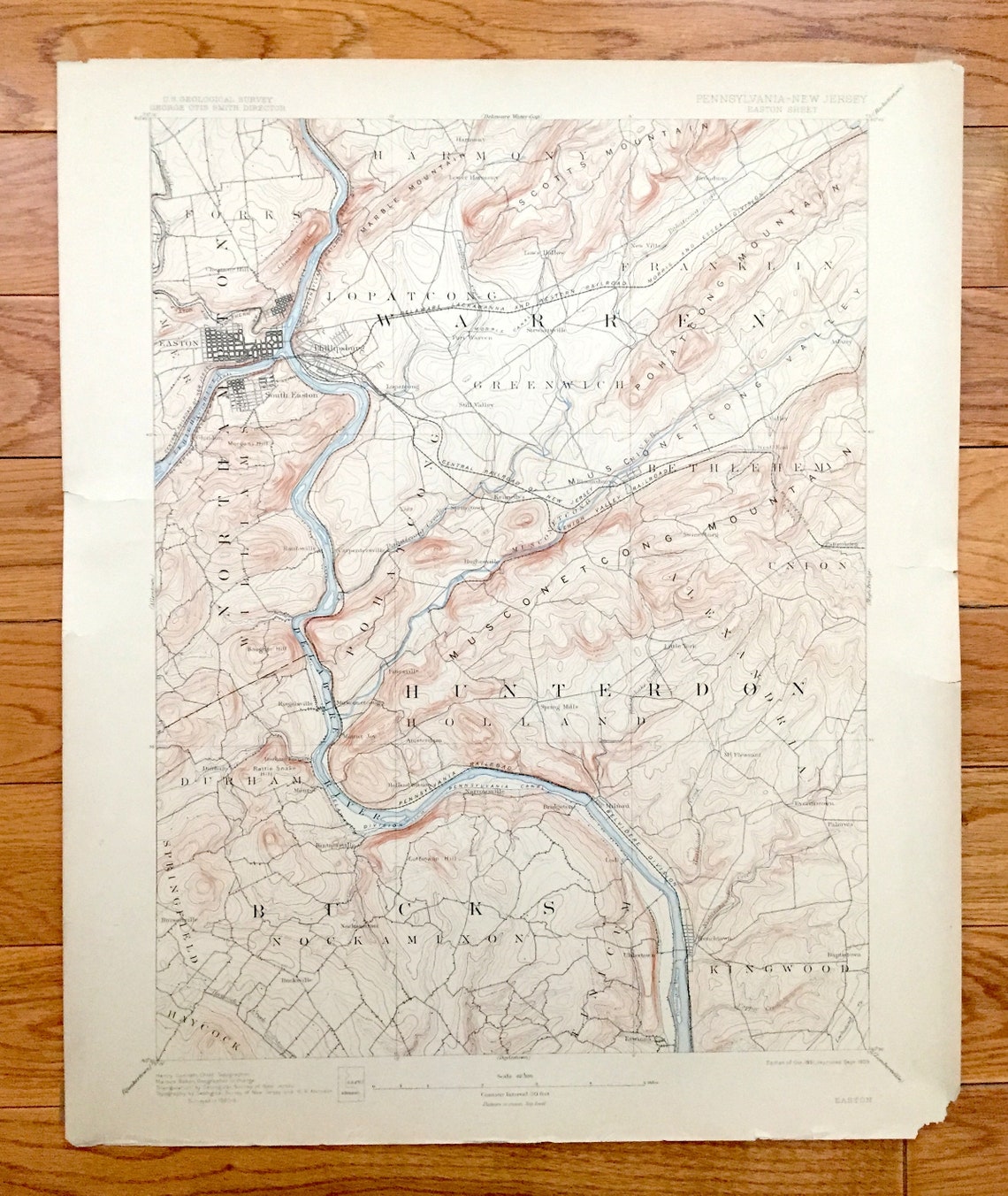 Antique Easton Pennsylvania 1891 US Geological Survey | Etsy