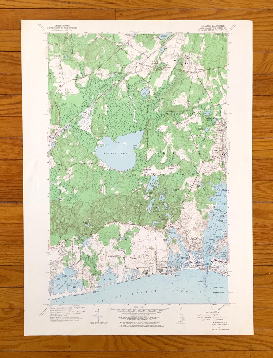 Antique Kingston, Rhode Island 1957 US Geological Survey Topographic ...