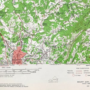 Antique Mount Airy, North Carolina 1957 US Geological Survey ...