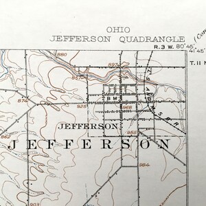 Antique Jefferson, Ohio 1907 US Geological Survey Topographic Map ...