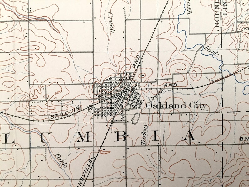 Antique Petersburg, Indiana 1903 US Geological Survey Topographic Map ...