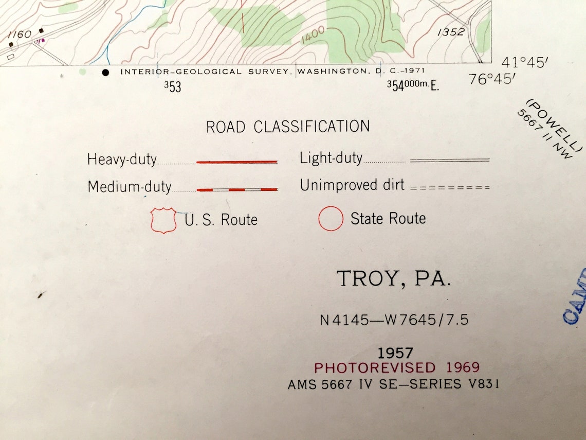 Antique Troy Pennsylvania 1957 US Geological Survey | Etsy
