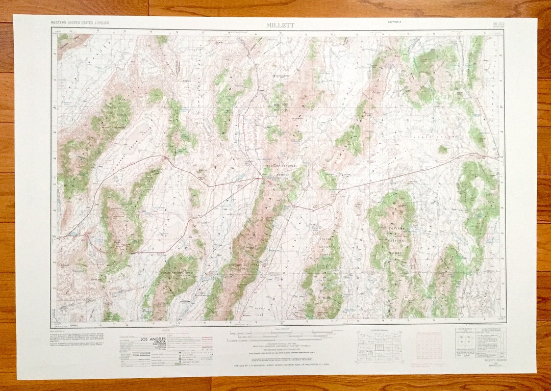 Antique Millett, Nevada 1955 US Geological Survey Topographic Map ...