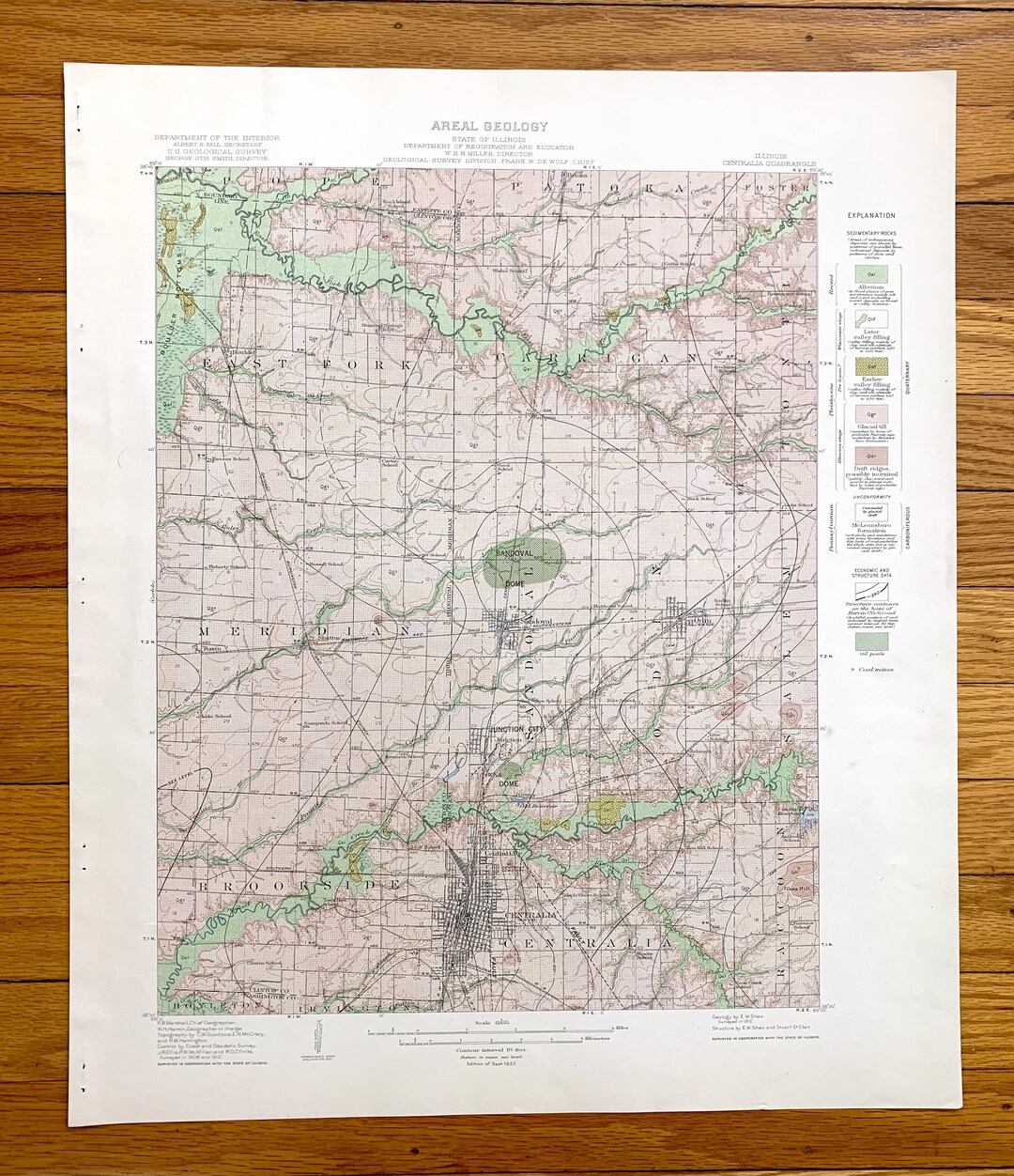 Antique Centralia, Illinois 1922 US Geological Survey Topographic Map ...