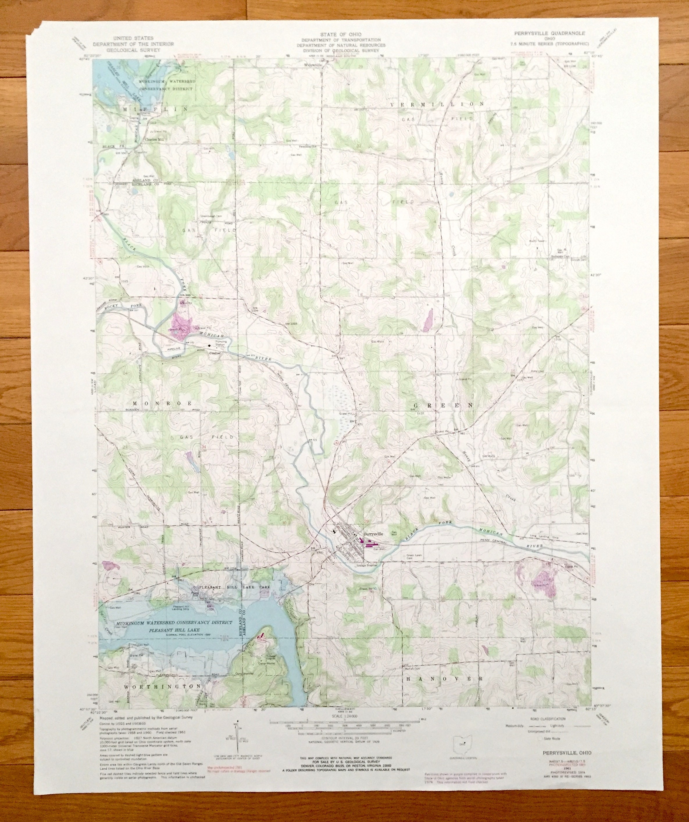 Antique Perrysville, Ohio 1961 US Geological Survey Topographic Map ...