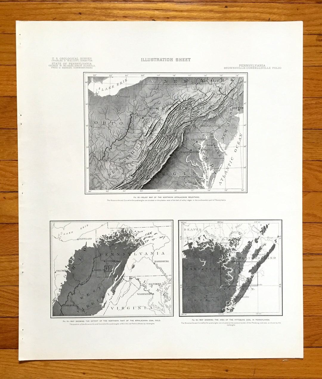 Antique Appalachian Mountains Coal Field 1903 US Geological Survey Map ...