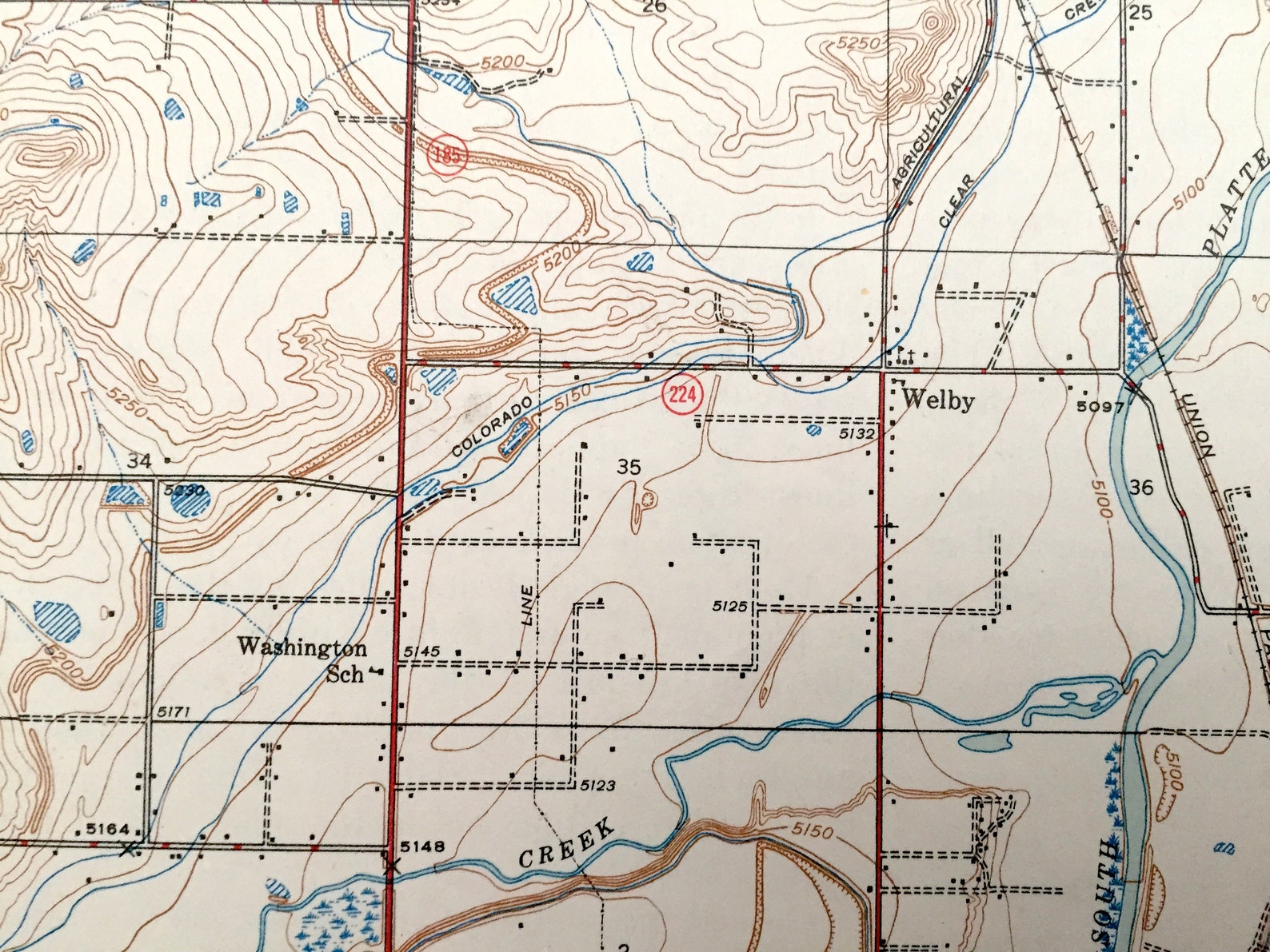 Antique Denver, Colorado 1947 US Geological Survey Topographic Map ...