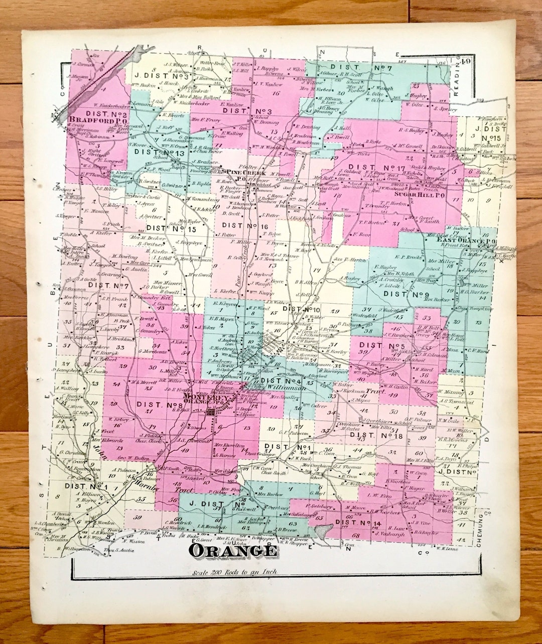 Antique 1874 Orange, New York Map From Pomeroy, Whitman & Co. Atlas of ...