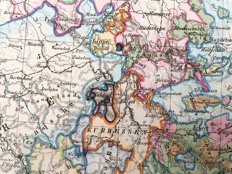 Antique 1855 Germany Map from Sohr Berghaus Atlas by Carl | Etsy