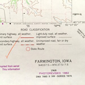Antique Farmington, Iowa 1968 US Geological Survey Topographic Map ...
