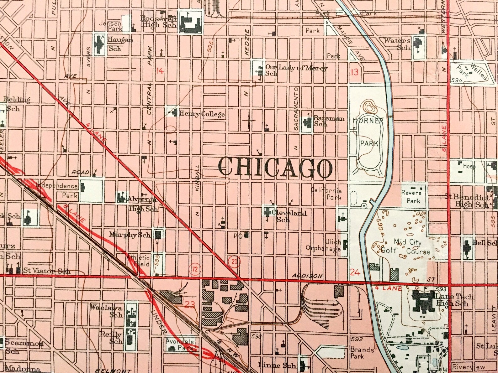 Antique Chicago, Illinois 1953 WALL SIZE US Geological Survey ...