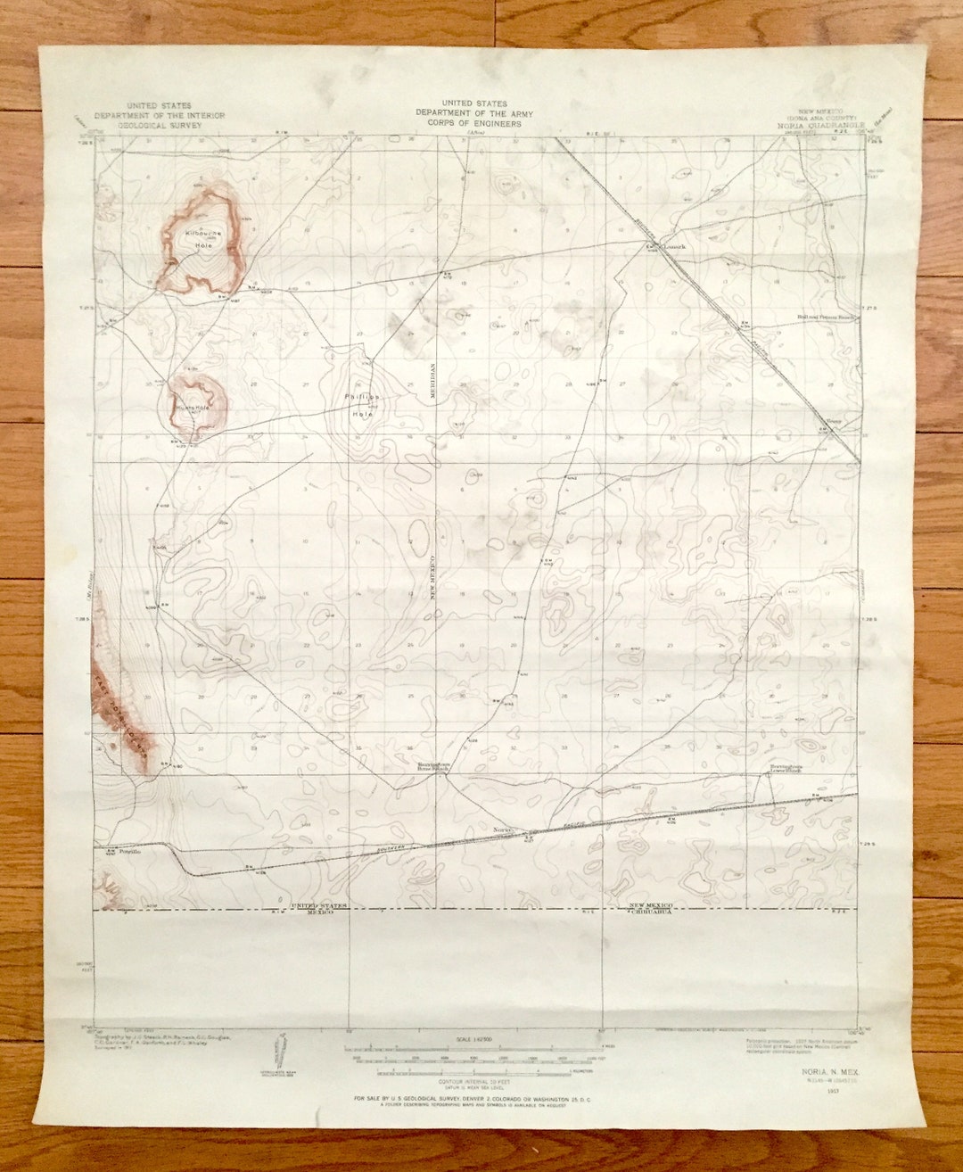 Antique Noria, New Mexico 1917 US Geological Survey Topographic Map ...