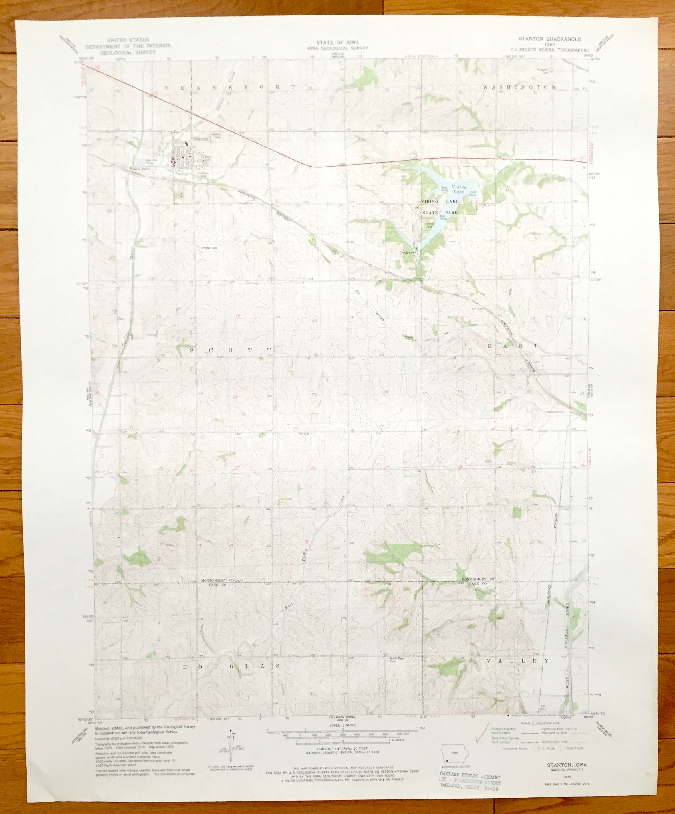 Antique Stanton, Iowa 1978 US Geological Survey Topographic Map ...