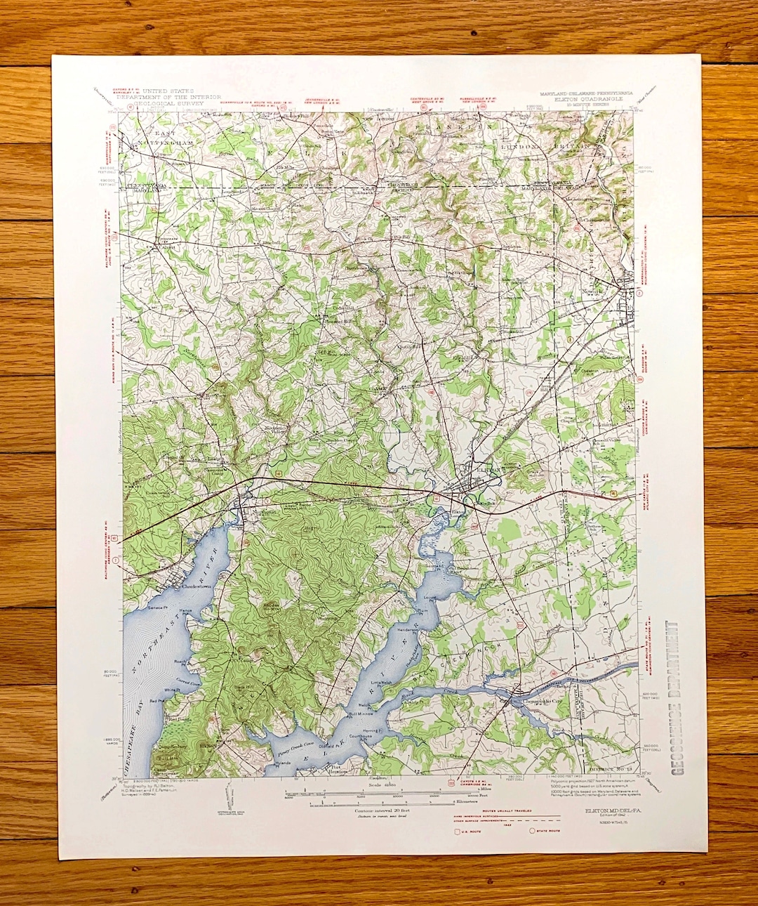 Antique Elkton, Maryland 1942 US Geological Survey Topographic Map ...