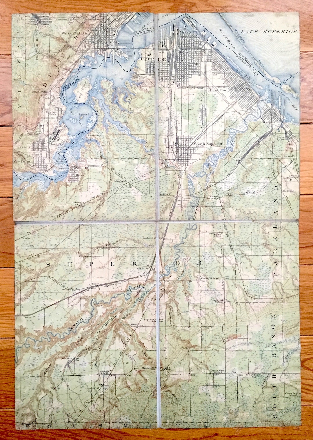 Antique Superior, Wisconsin 1892 US Geological Survey Topographic Map ...