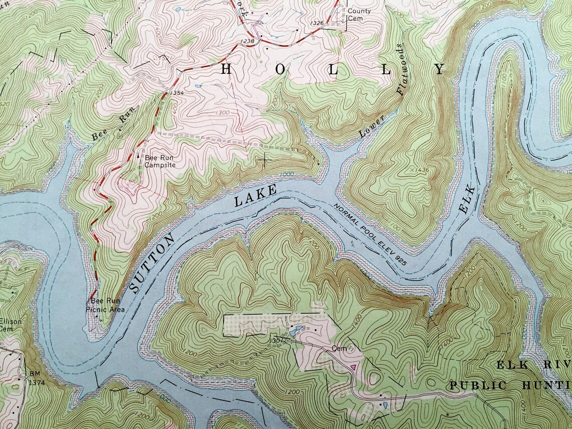 Antique Sutton, West Virginia 1967 US Geological Survey Topographic Map ...