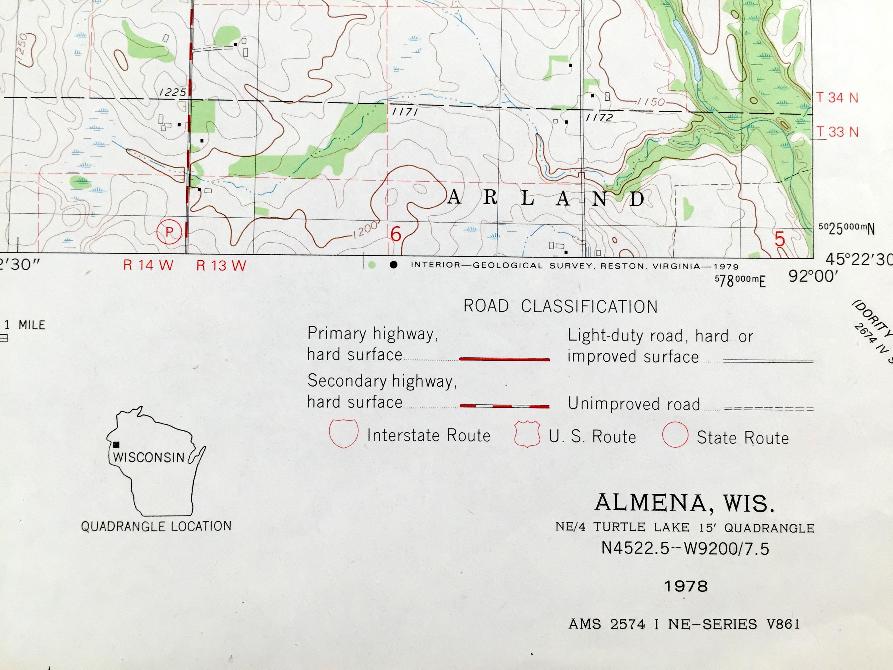 Antique Almena, Wisconsin 1978 US Geological Survey Topographic Map ...