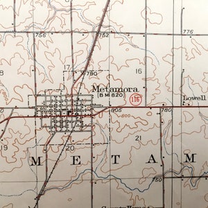 Antique Metamora, Illinois 1937 US Geological Survey Topographic Map ...