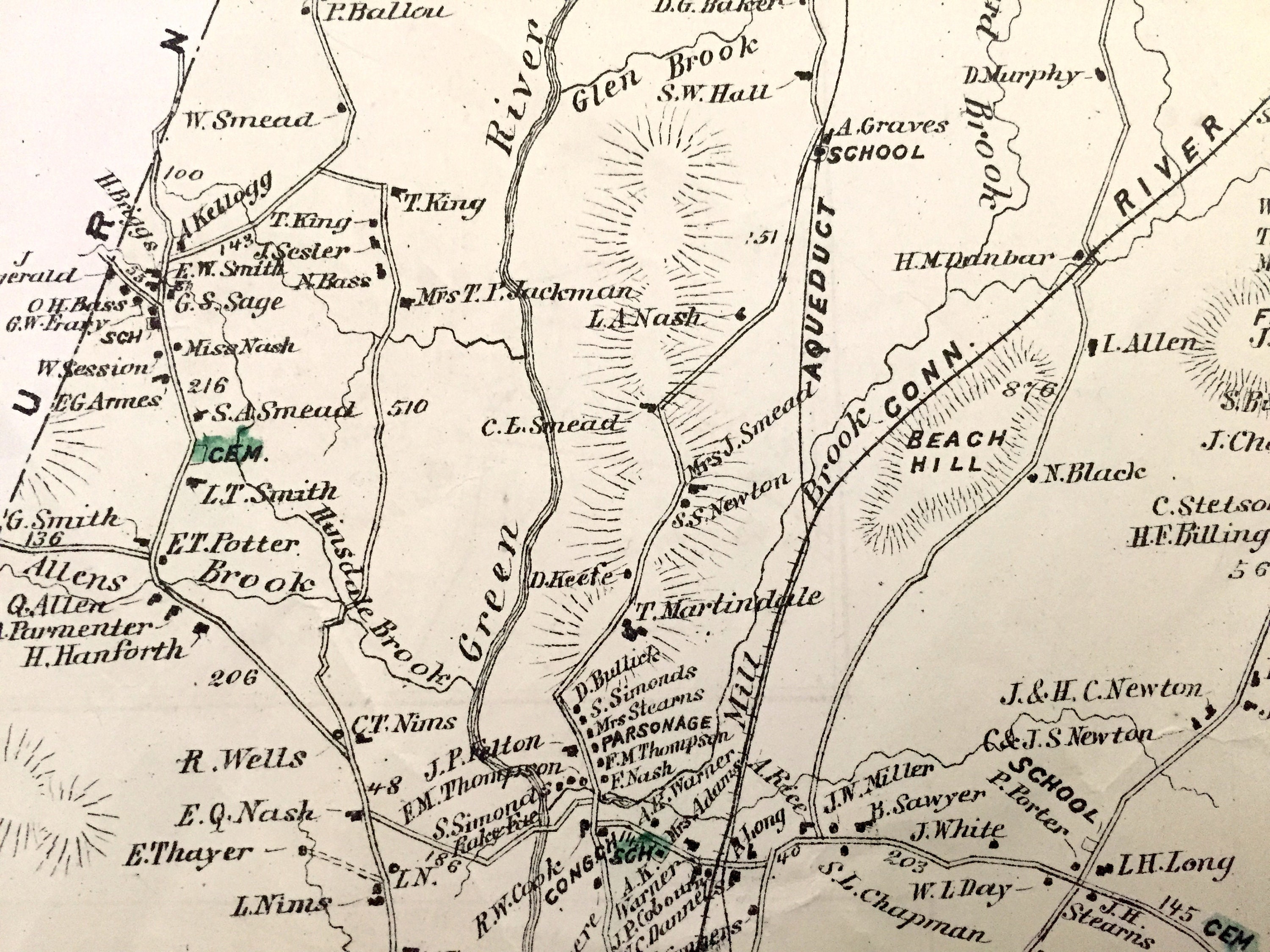 Antique 1871 Greenfield & Gill Massachusetts Map from F.W. | Etsy