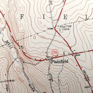 Antique Plainfield, Massachusetts 1948 US Geological Survey Topographic ...
