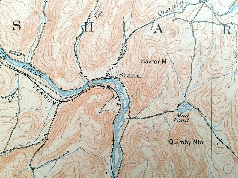 Antique Strafford Vermont 1896 US Geological Survey - Etsy